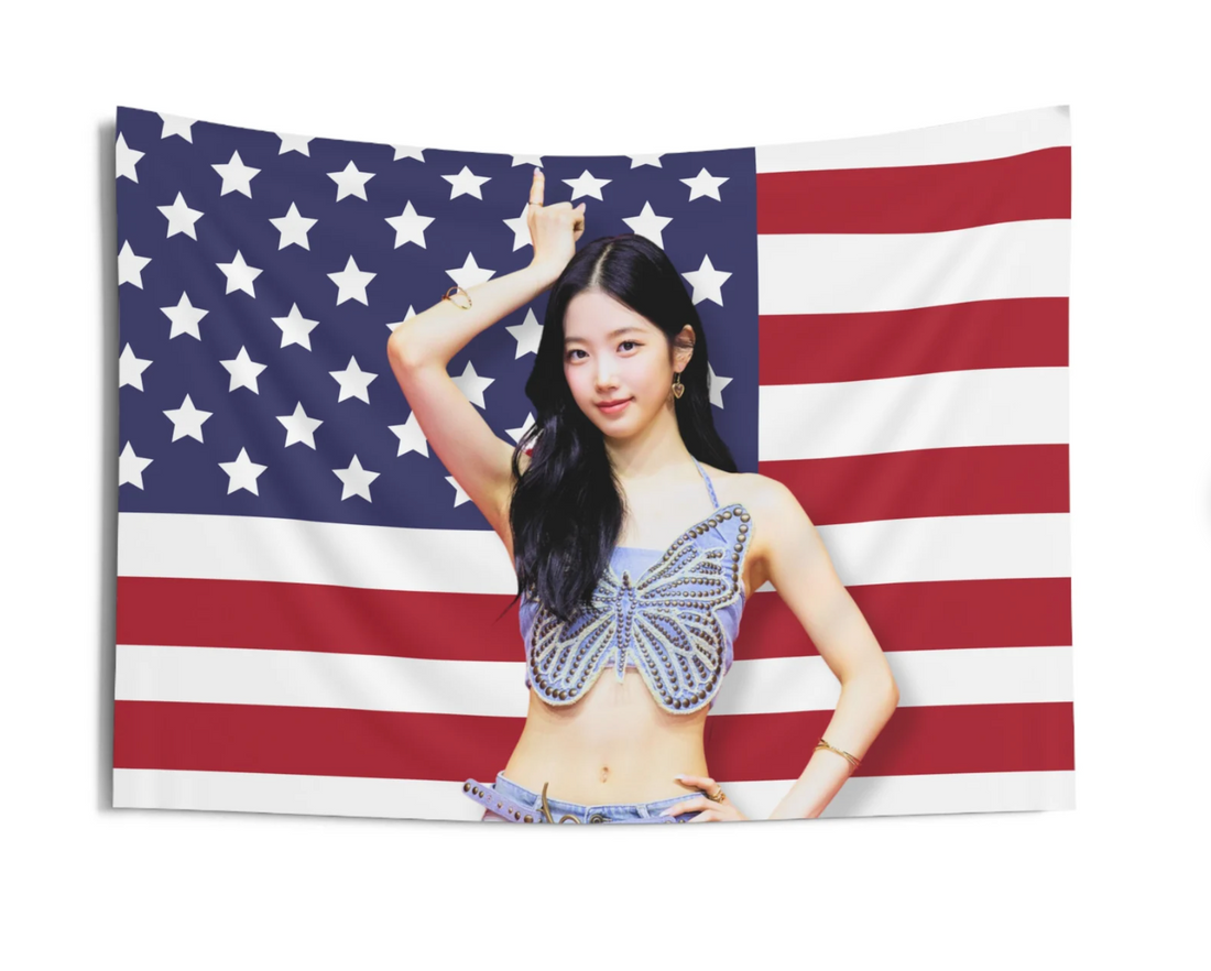 Le Sserafim Kazuha American Flag Tapestry – idollookbook