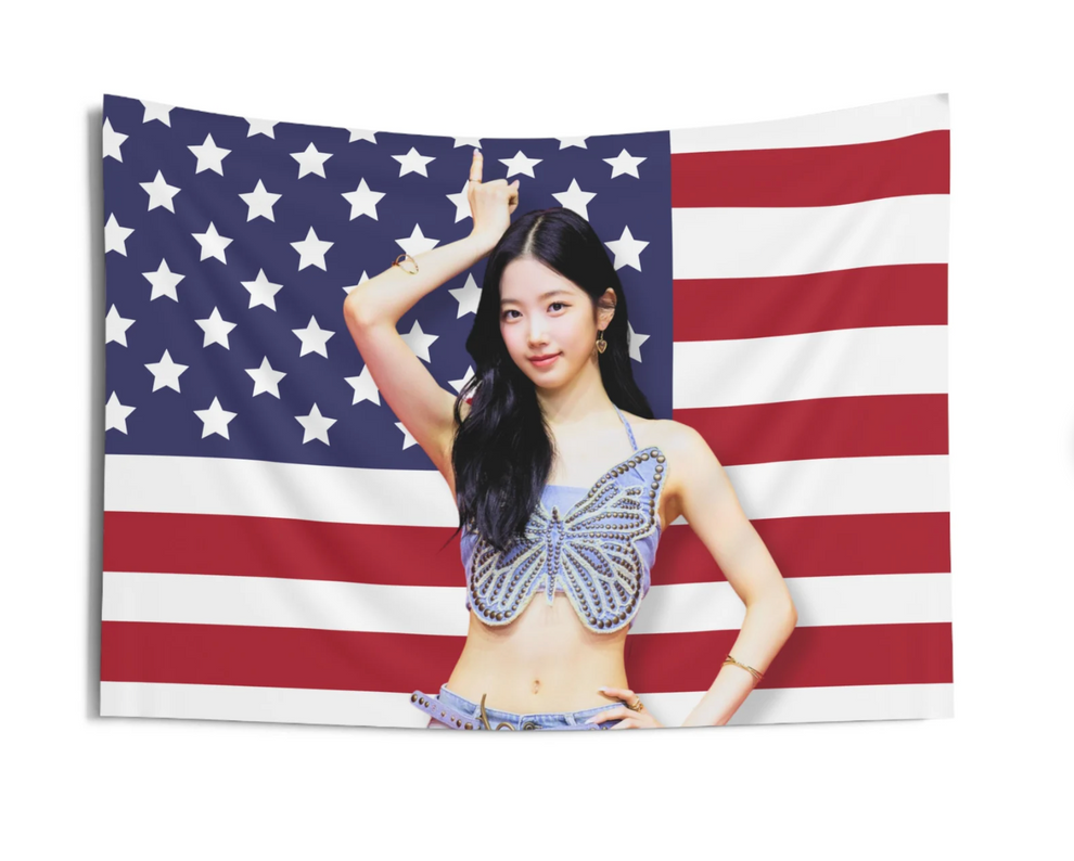 Le Sserafim Kazuha American Flag Tapestry – idollookbook