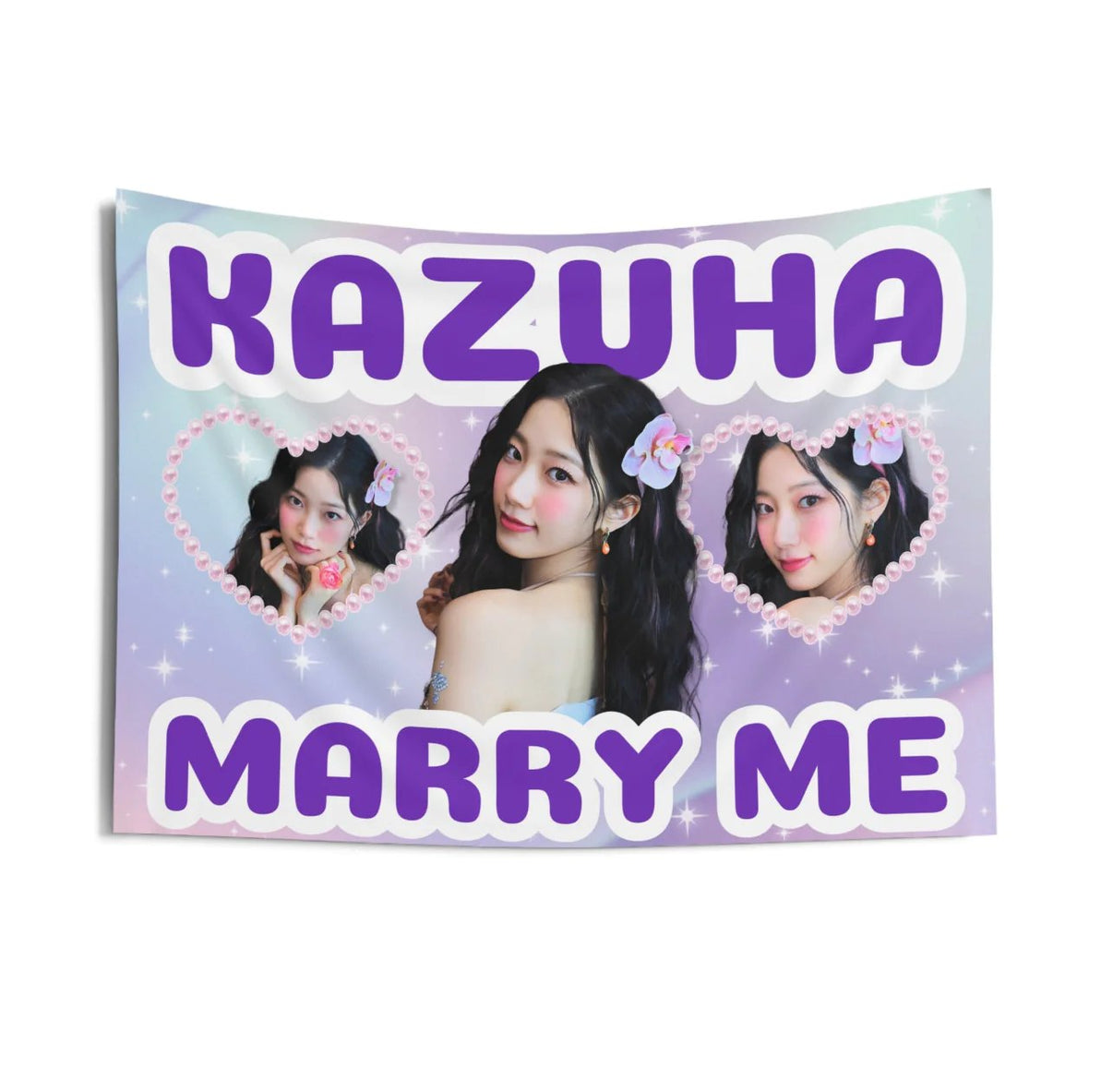 Le Sserafim Kazuha Marry Me Flag Tapestry – idollookbook