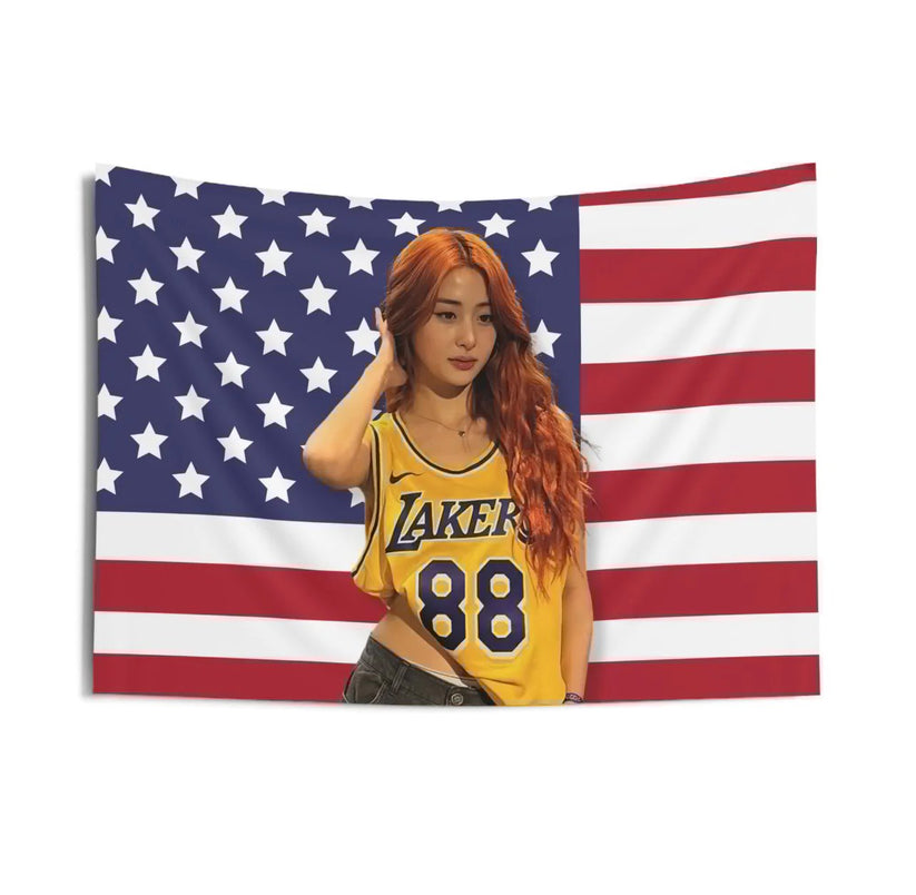 Le Sserafim Yunjin American Flag Tapestry – idollookbook