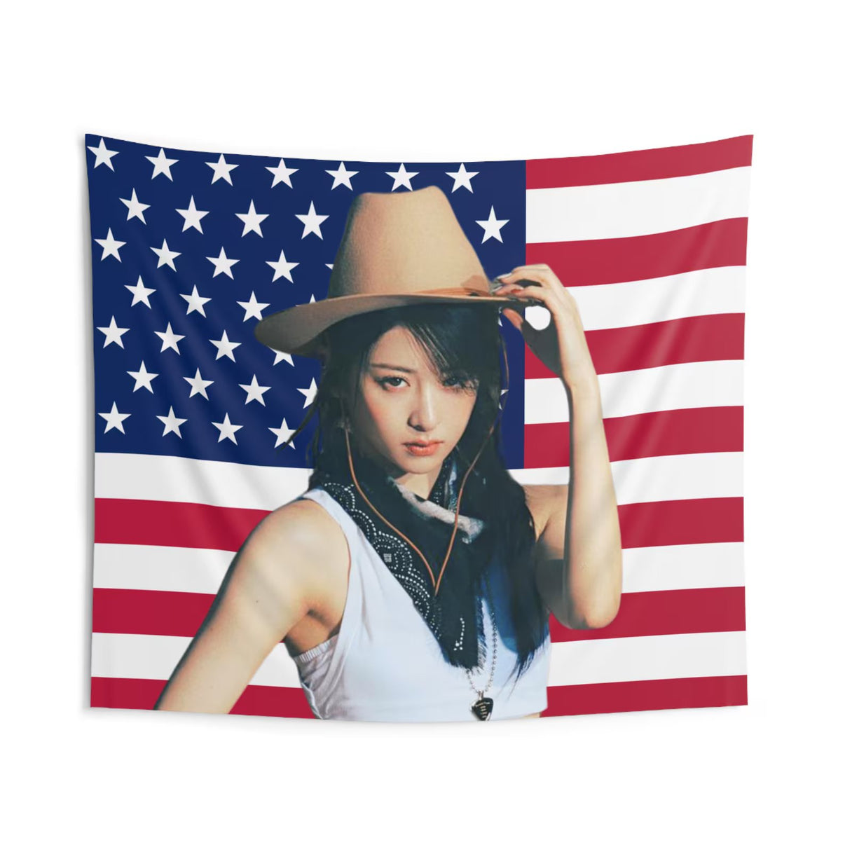 Le Sserafim Yunjin American Flag Tapestry – idollookbook